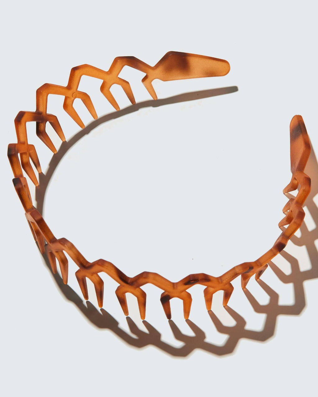 Wide Zig Zag Headband with Teeth | Marbled Amber